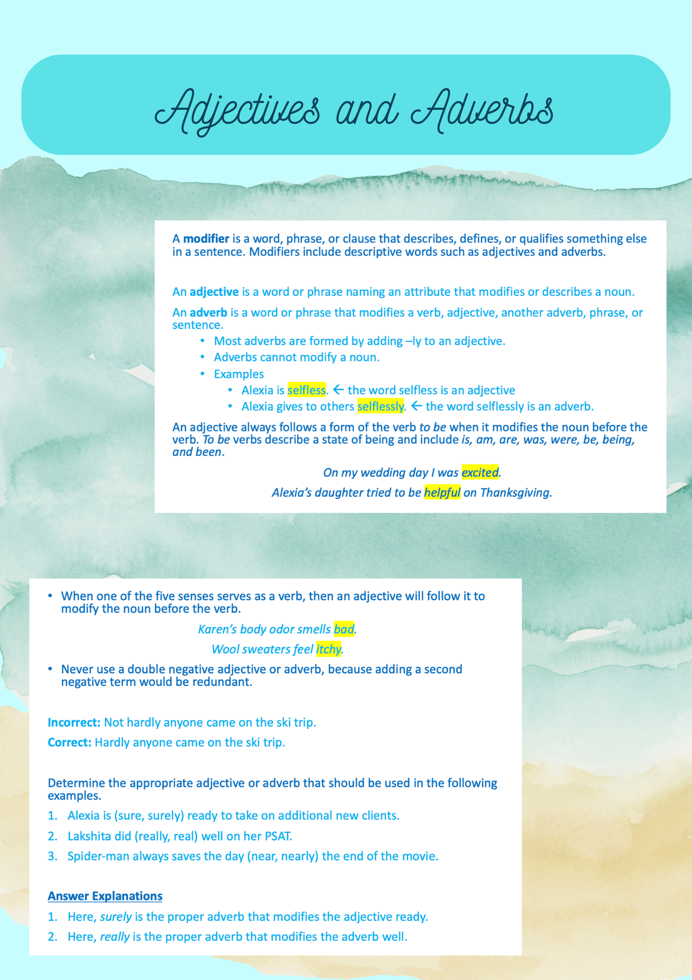 Adjectives and Adverbs