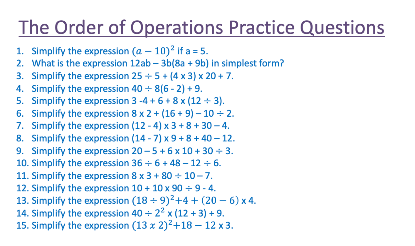 The Order of Operations Quiz
