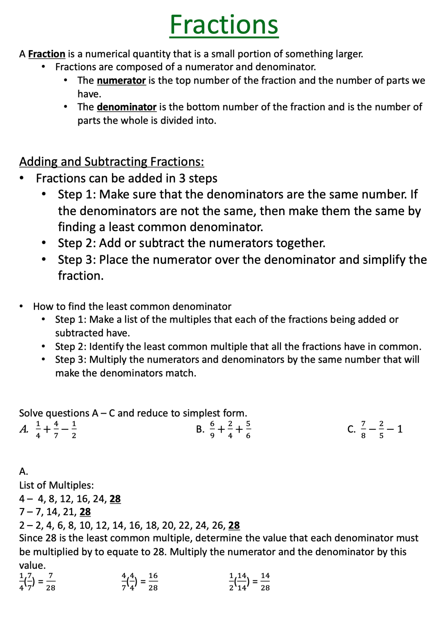 Fractions Lecture Notes – Alexia Academic Consulting