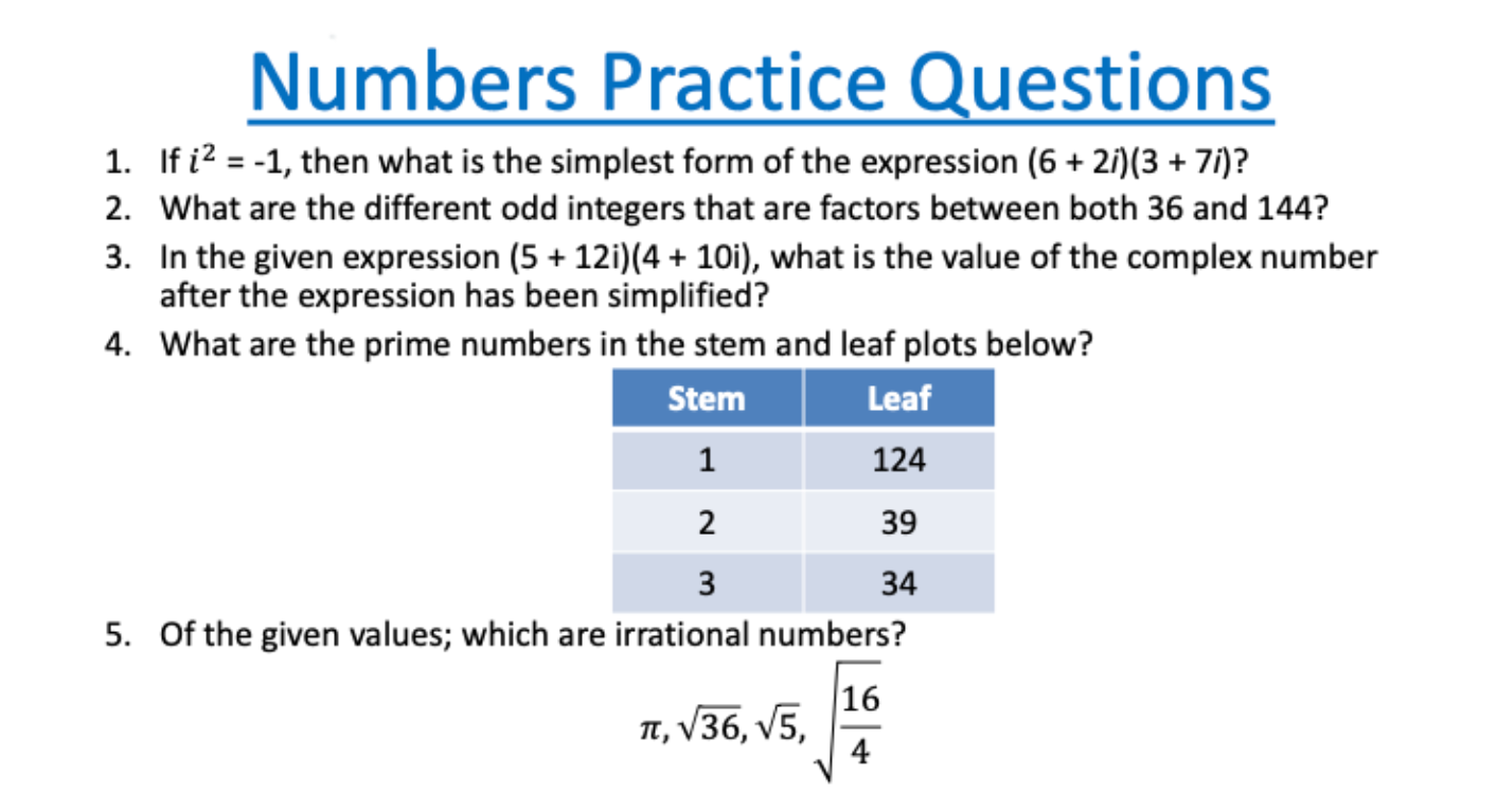 Numbers Quiz